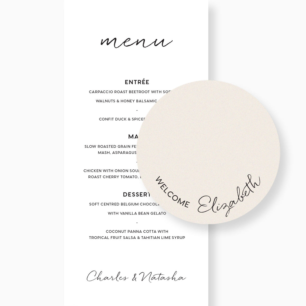 Clair Menu and Place Card Coaster Package – Peppermint Press