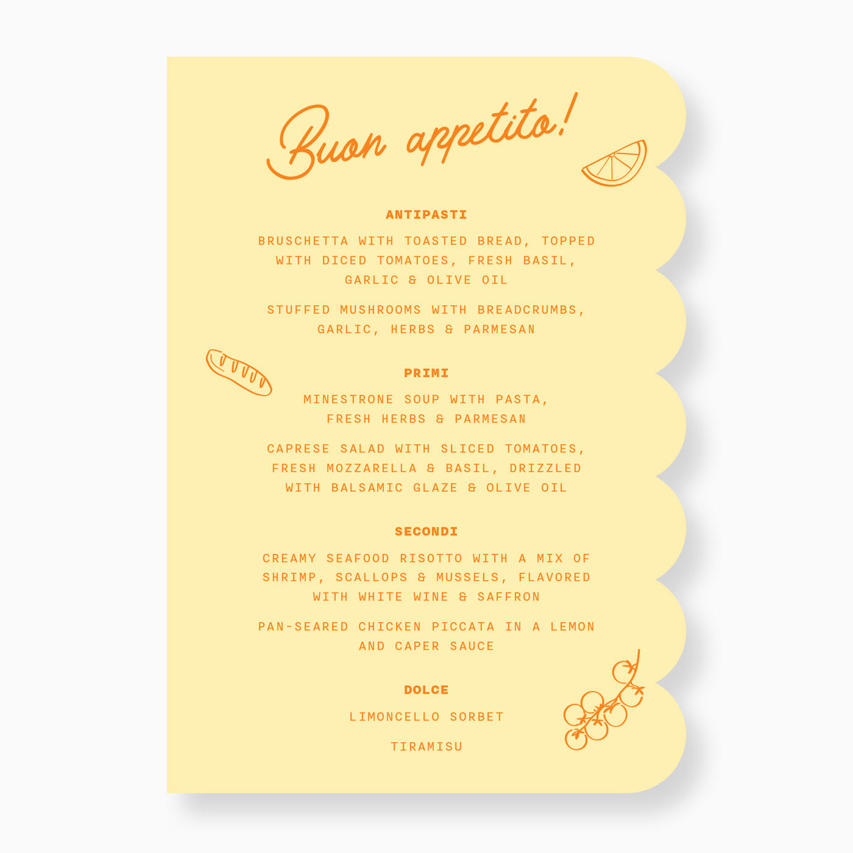 Amalfi Table Menus – Peppermint Press
