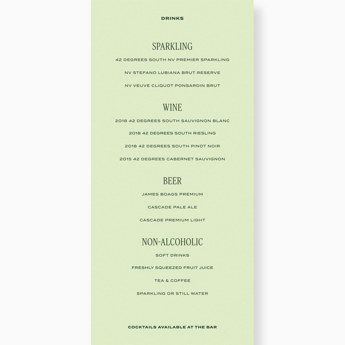 Heritage Drinks Menu – Peppermint Press