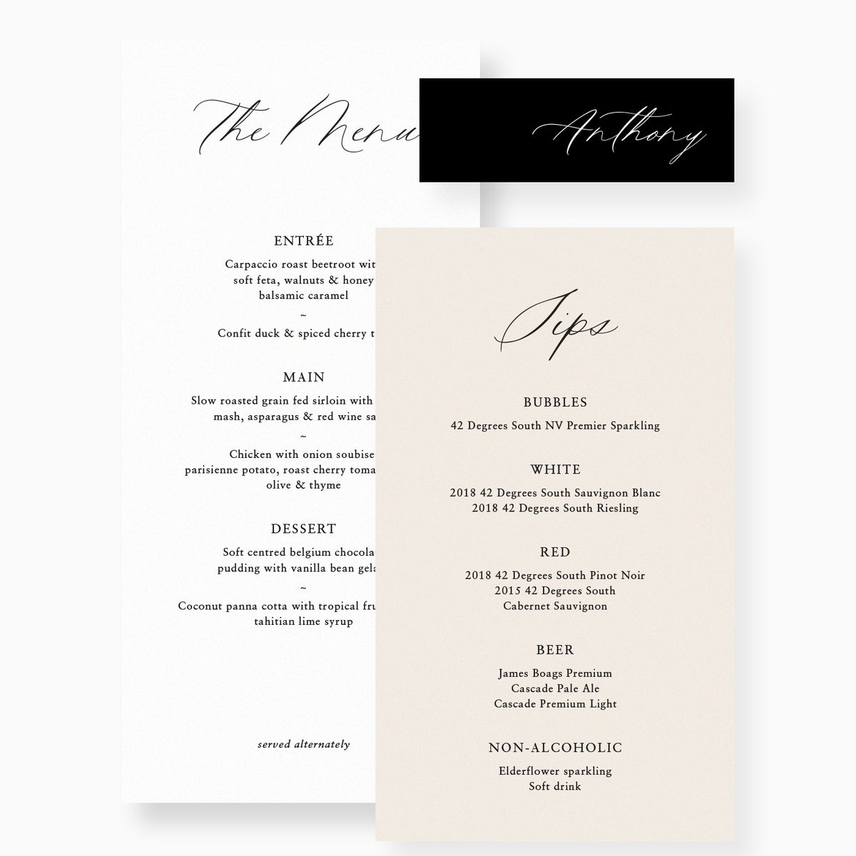 Amour Menu Package – Peppermint Press