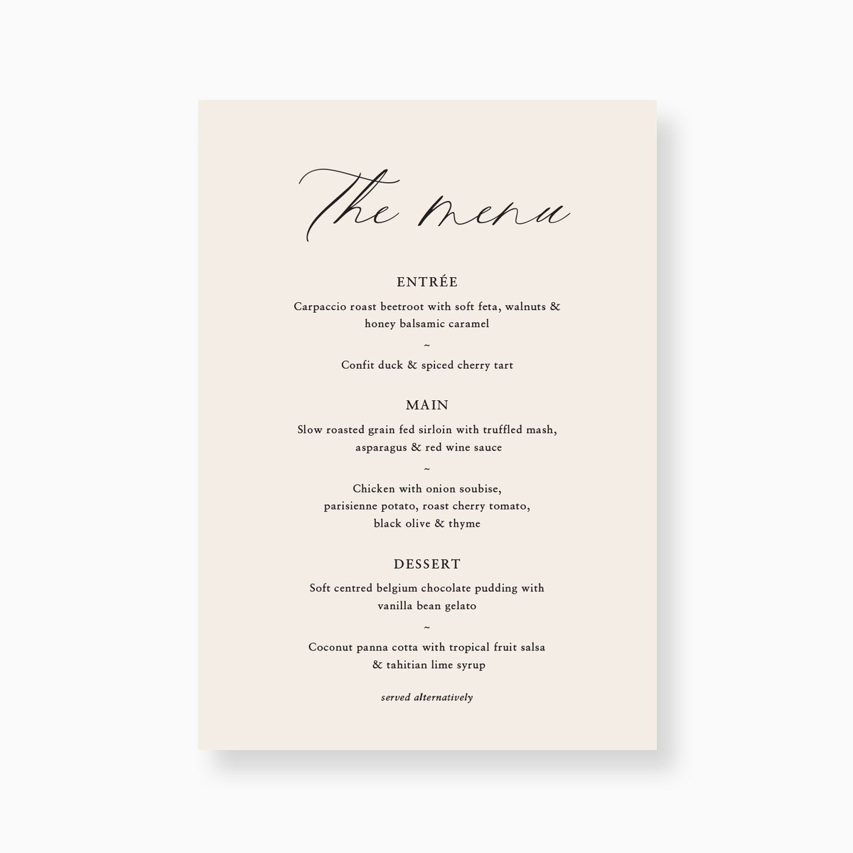 Amour Table Menus – Peppermint Press