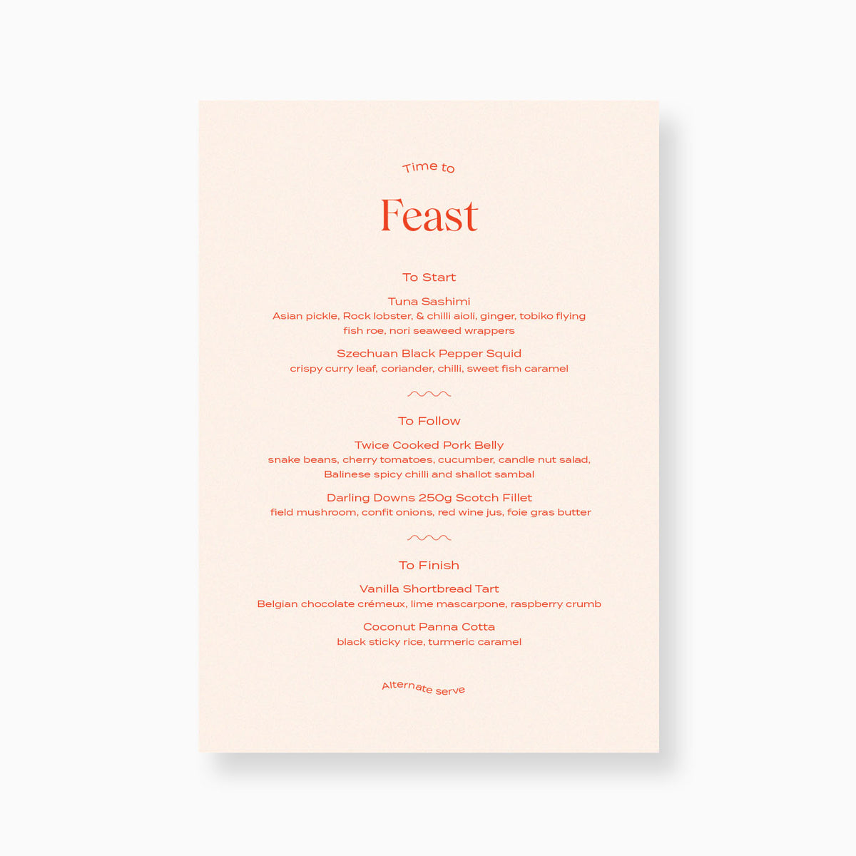 Wave Table Menus – Peppermint Press