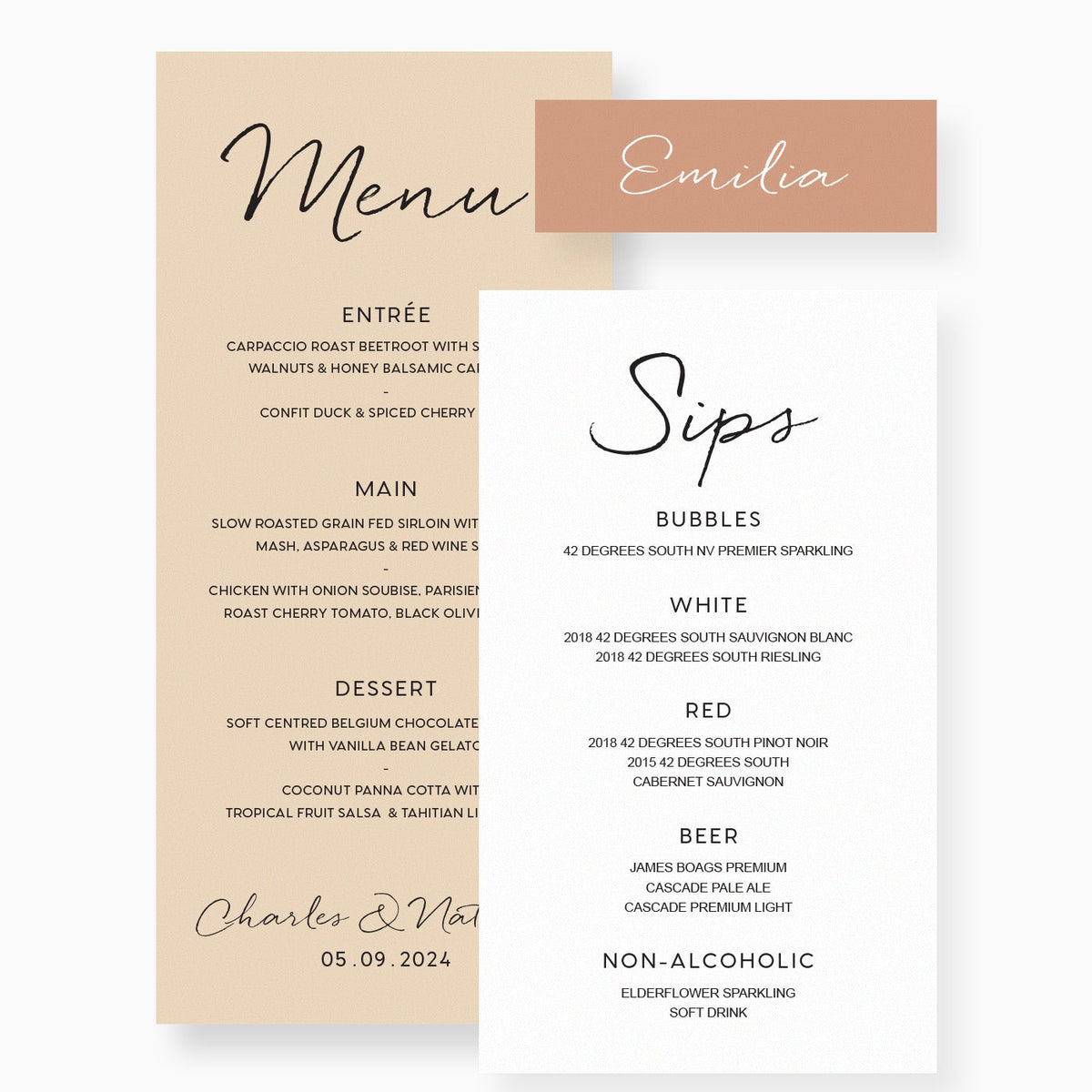 Clair Menu Package – Peppermint Press