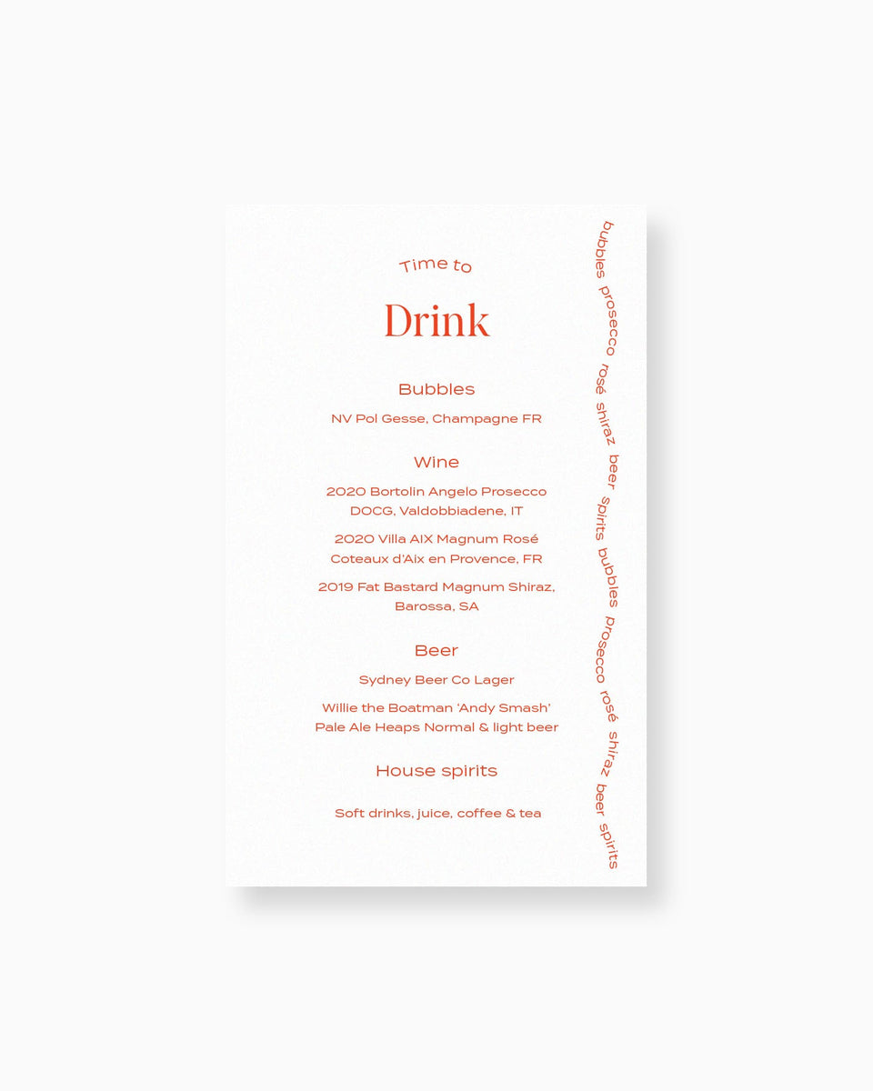 Wave Drinks Menu – Peppermint Press
