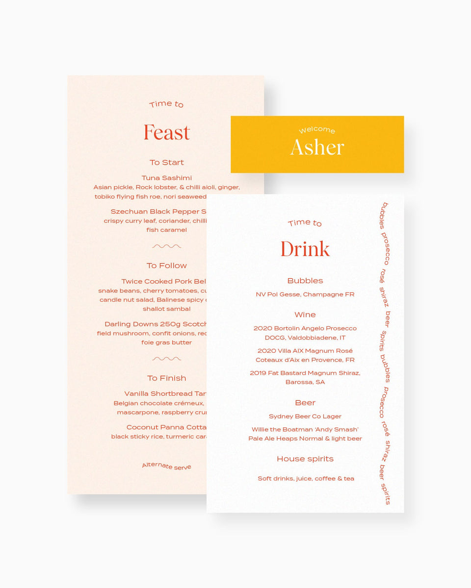 Wave Menu Package – Peppermint Press