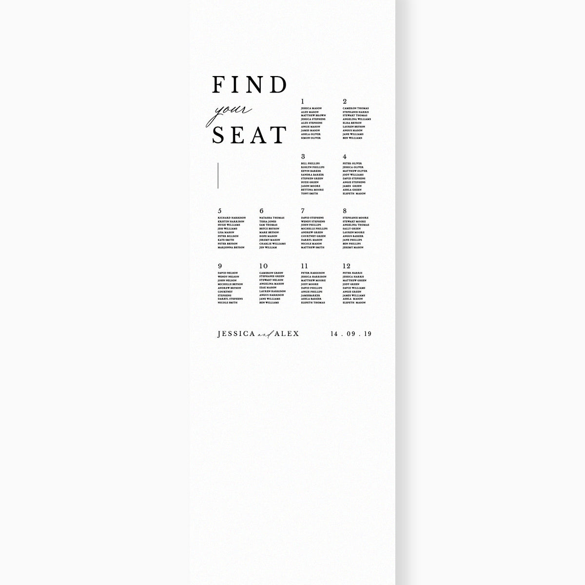 Milan Fabric Seating Chart – Peppermint Press