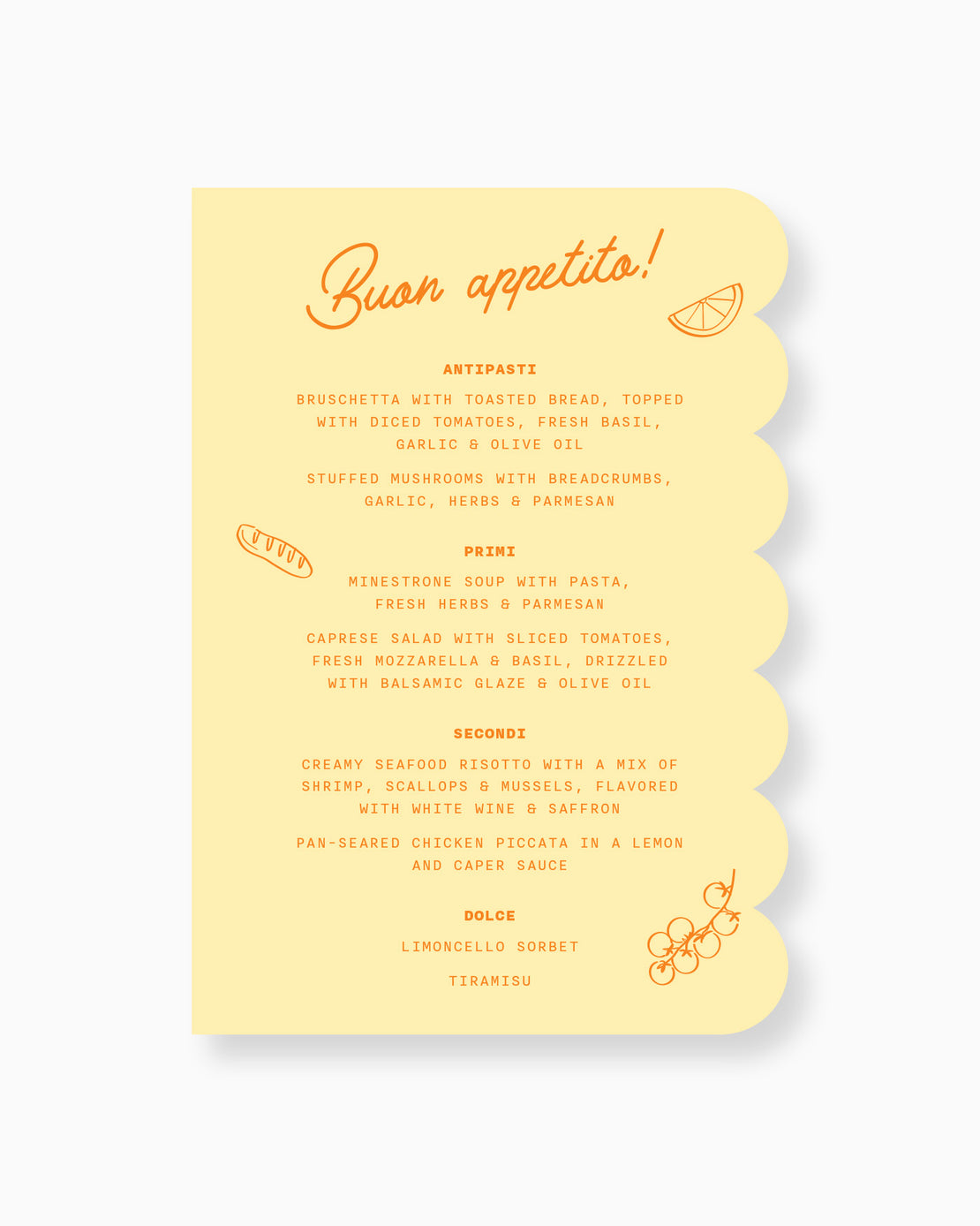 Amalfi Table Menus – Peppermint Press