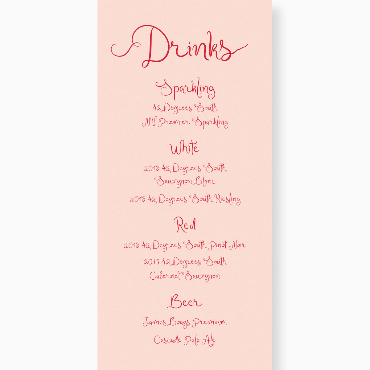 Charlie Drinks Menu – Peppermint Press