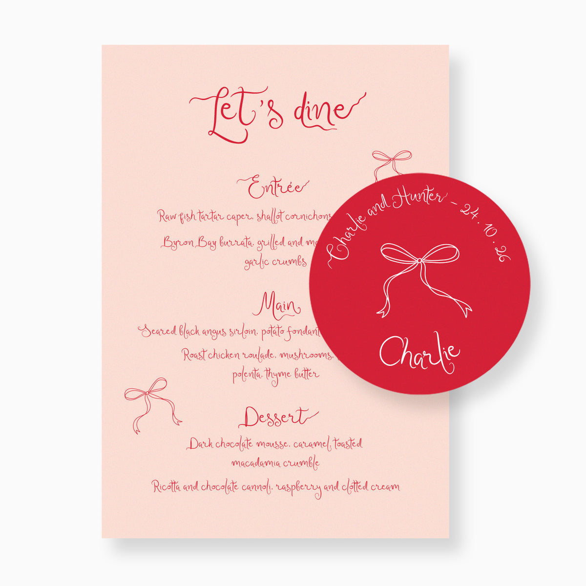 Charlie Menu and Place Card Coaster Package – Peppermint Press