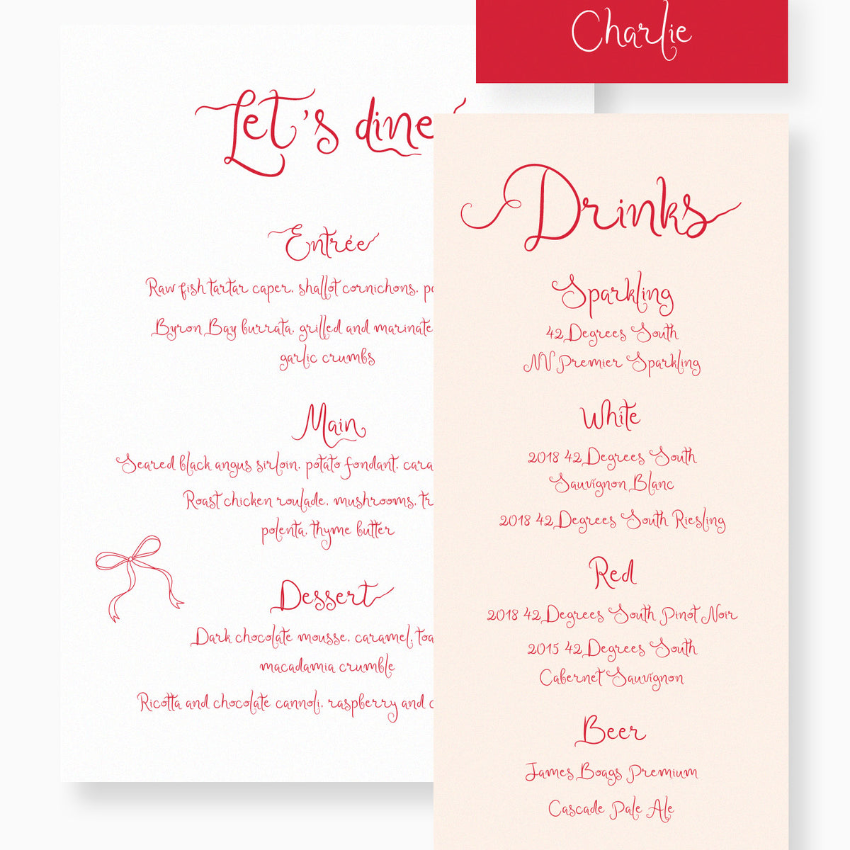 Charlie Menu Package – Peppermint Press