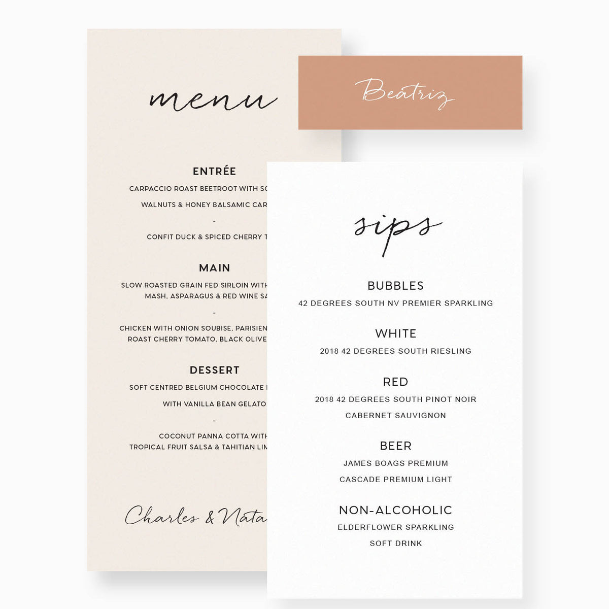 Clair Menu Package – Peppermint Press