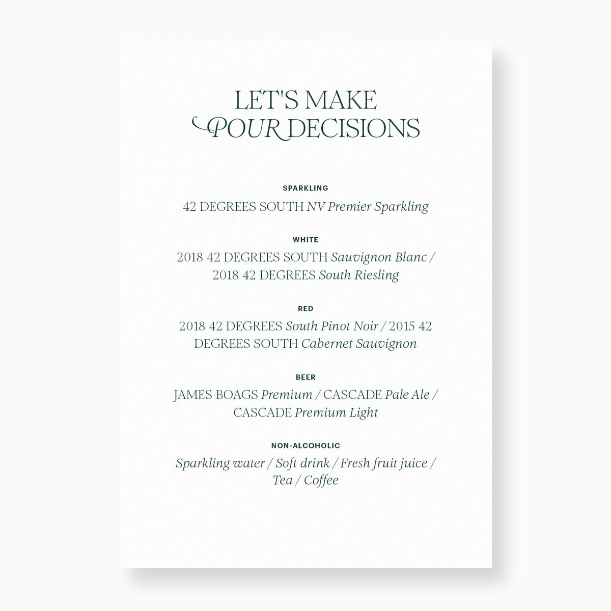 Estate Table Menus – Peppermint Press