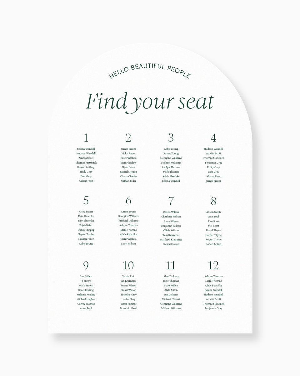 Estate Seating Chart – Peppermint Press