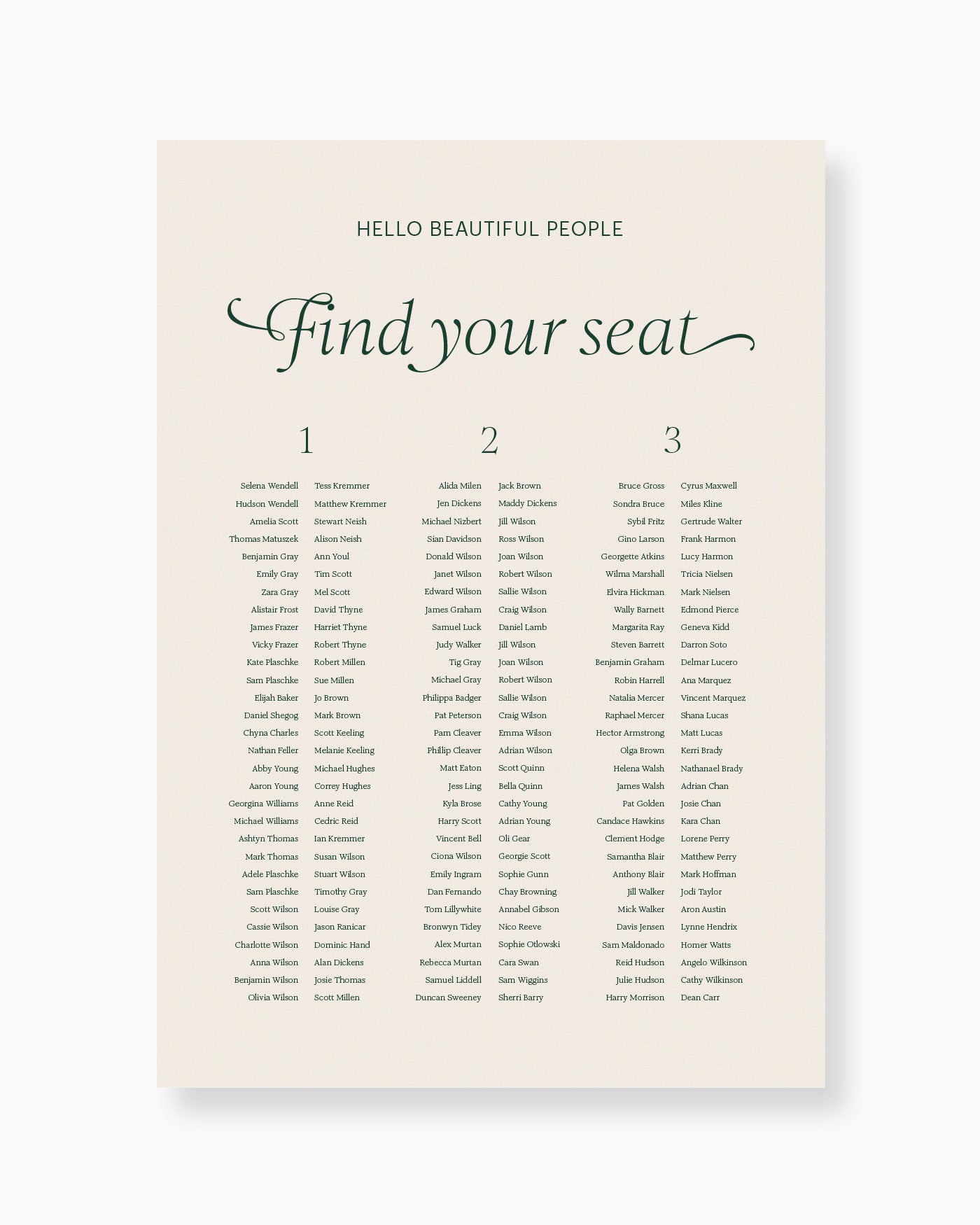 Estate Seating Chart – Peppermint Press