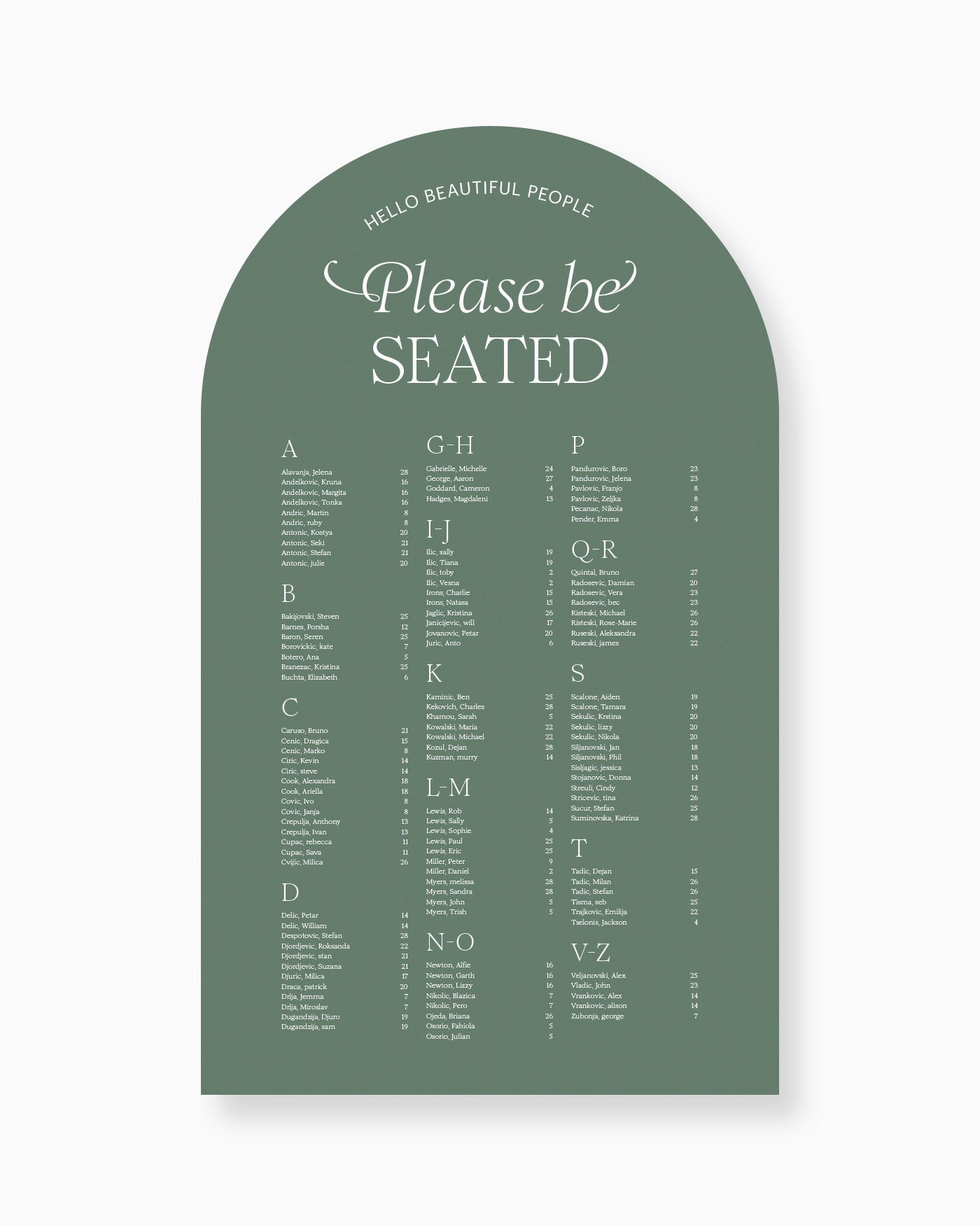 Estate Seating Chart – Peppermint Press