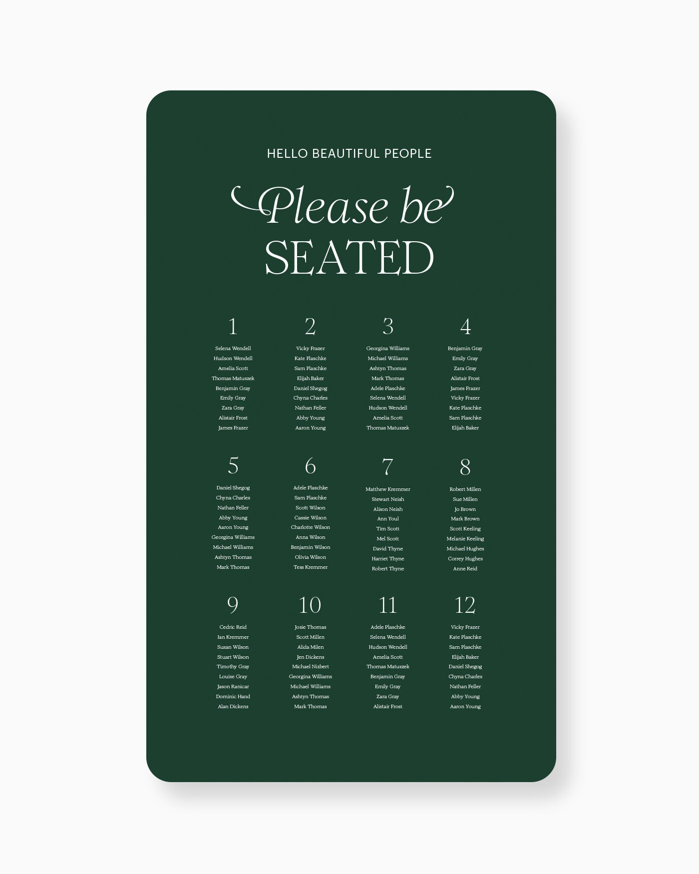 Estate Seating Chart – Peppermint Press