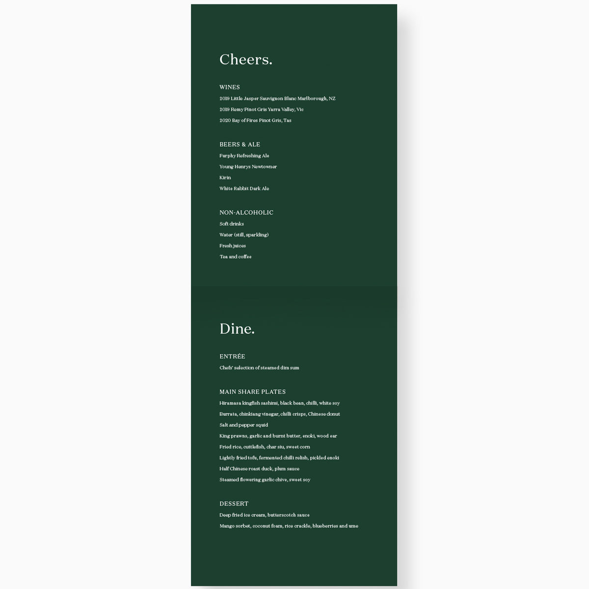Narrative Folding Menu – Peppermint Press