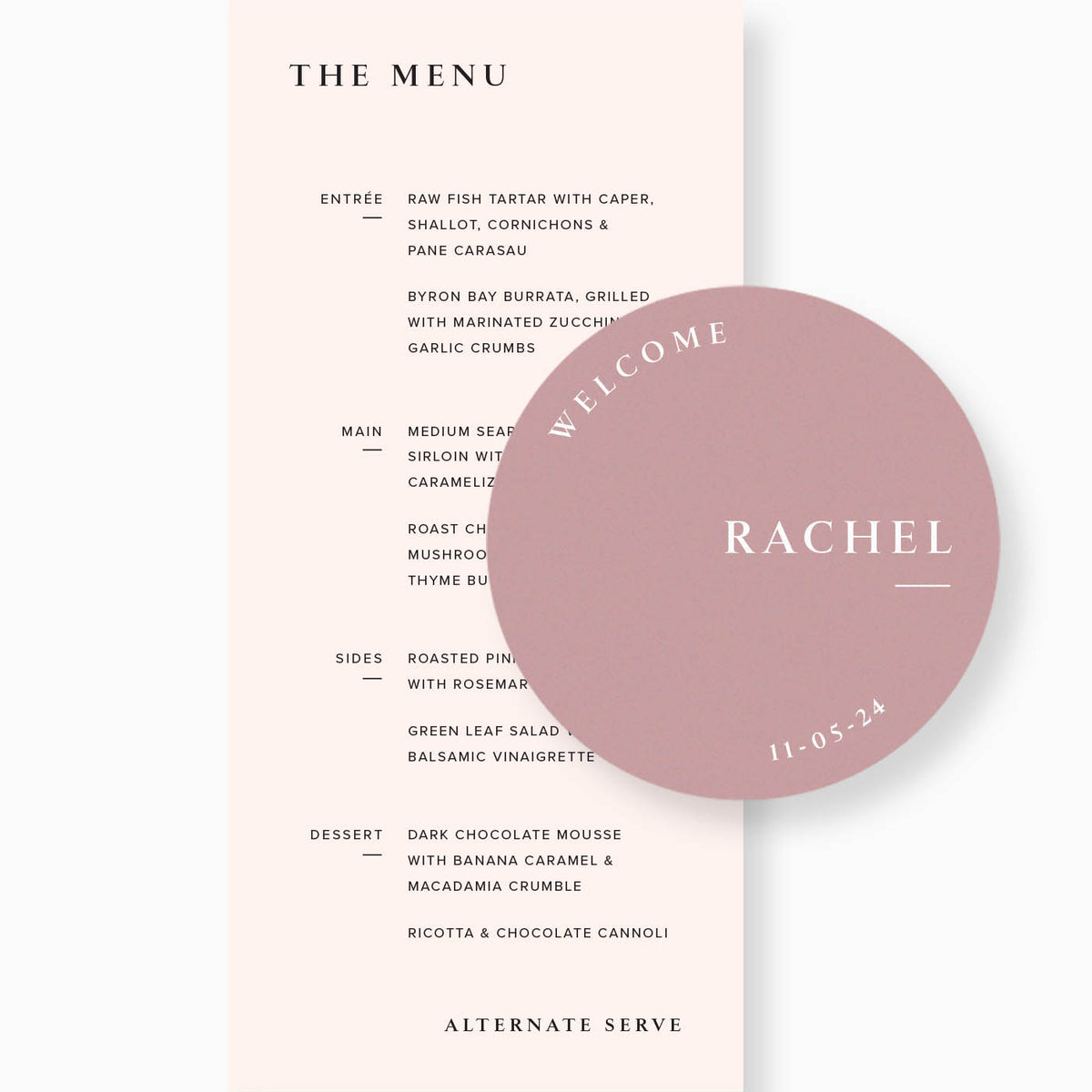Selena Menu and Place Card Coaster Package – Peppermint Press