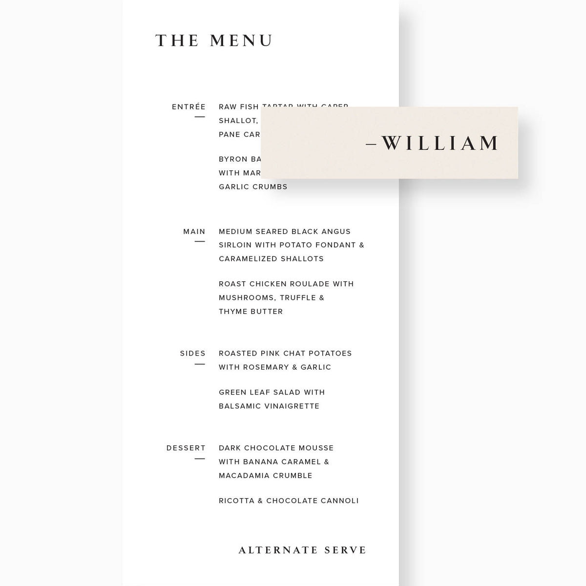 Selena Menu and Place Card Package – Peppermint Press