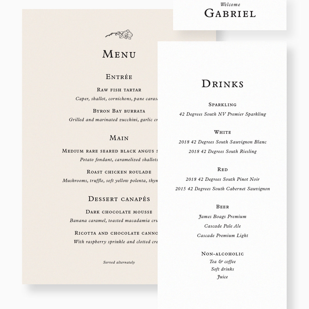 Verona Menu Package – Peppermint Press
