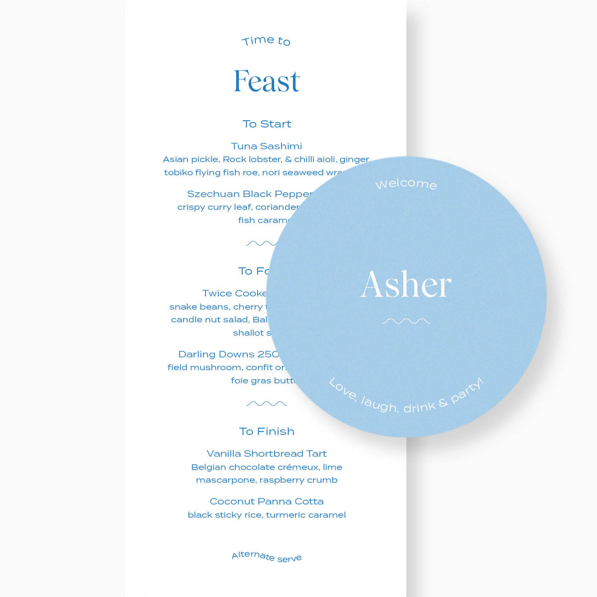 Wave Menu and Place Card Coaster Package – Peppermint Press