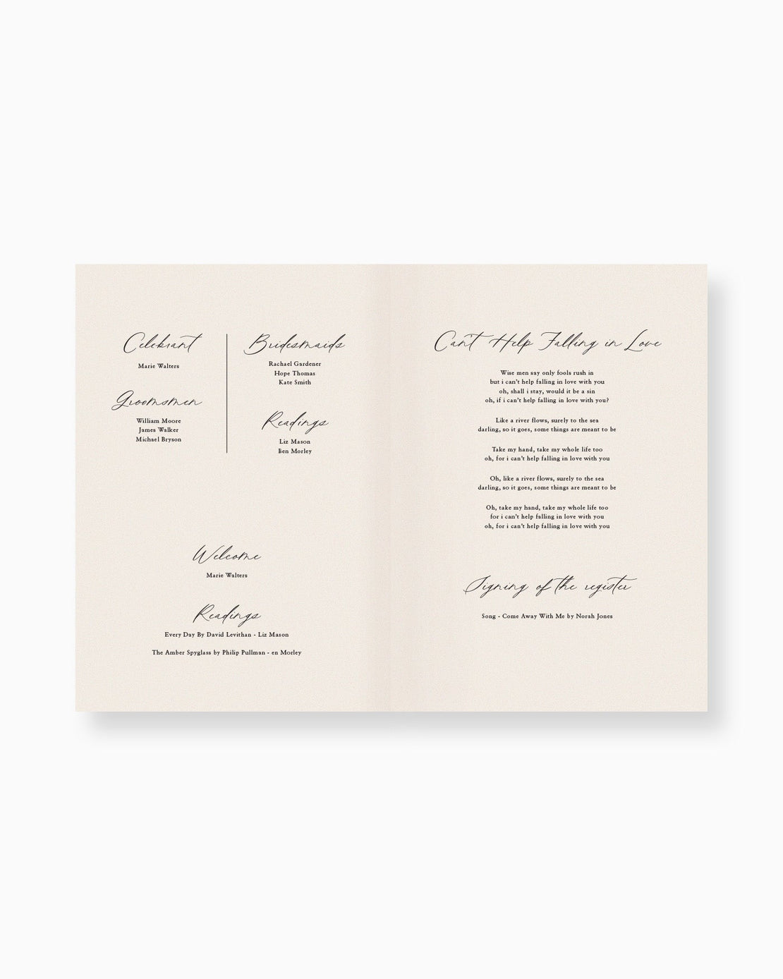 Wedding Ceremony Booklets – Peppermint Press