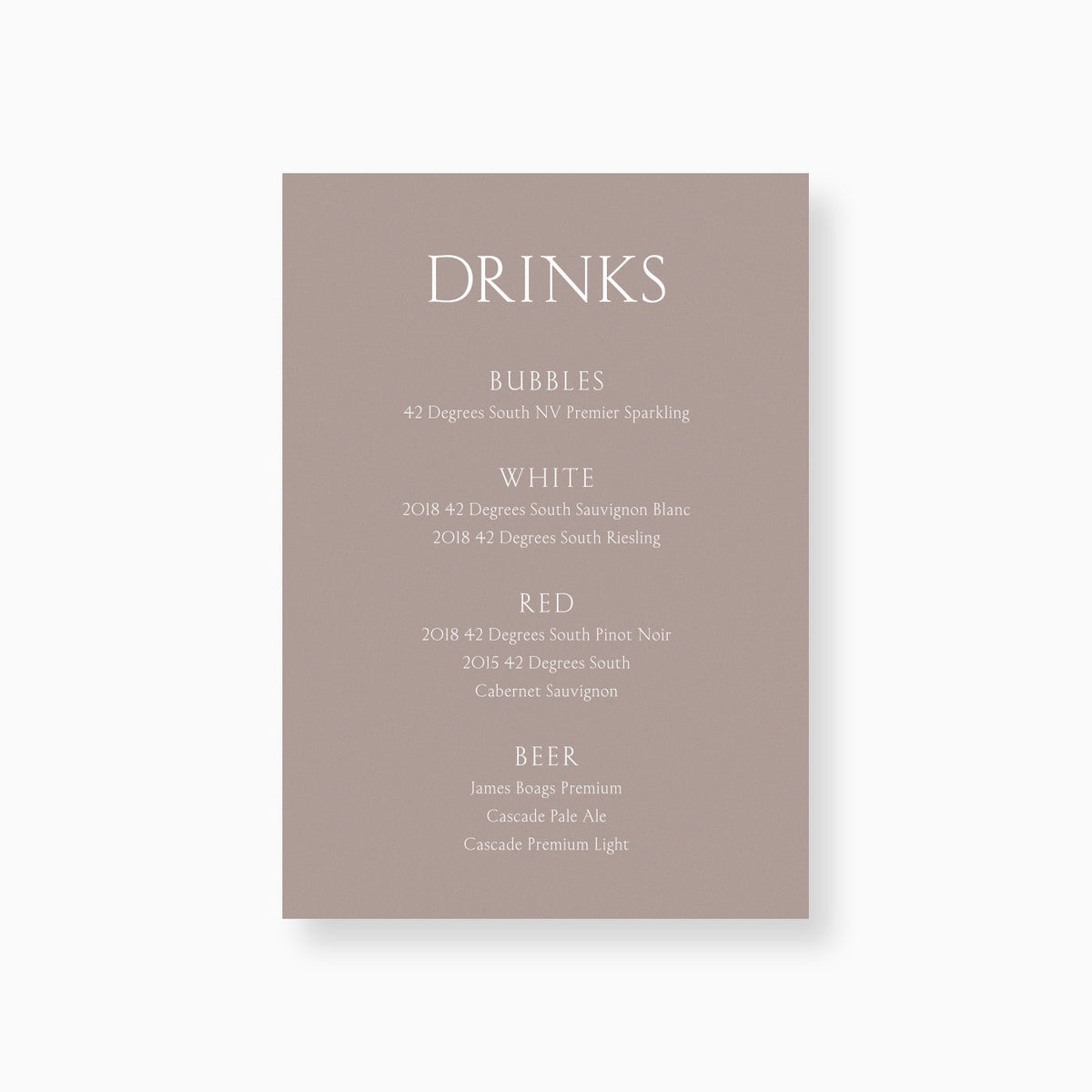 Balmoral Drinks Menu – Peppermint Press
