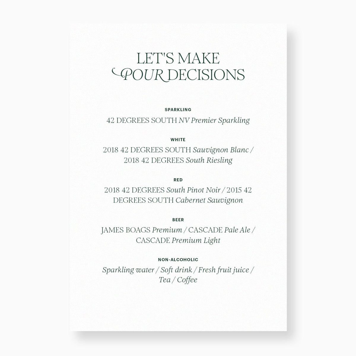 Estate Table Menus – Peppermint Press