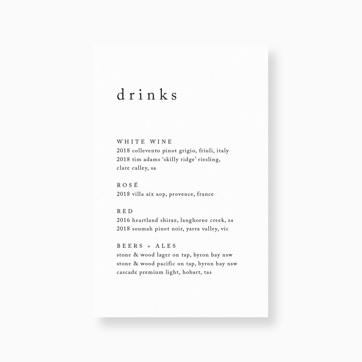 Habitat Drinks Menu – Peppermint Press