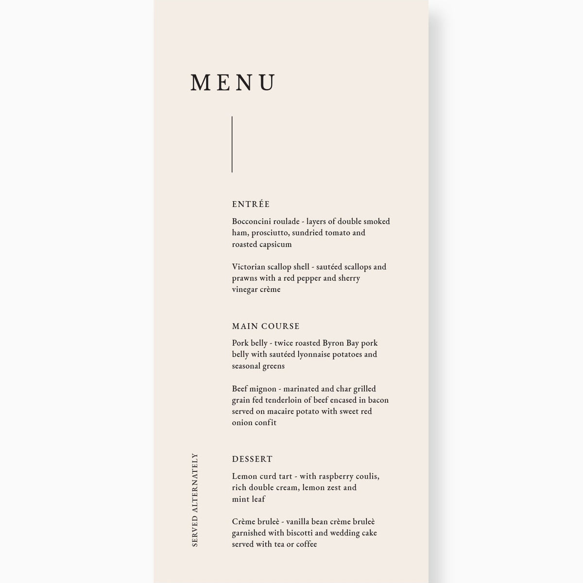 Milan Menu – Peppermint Press