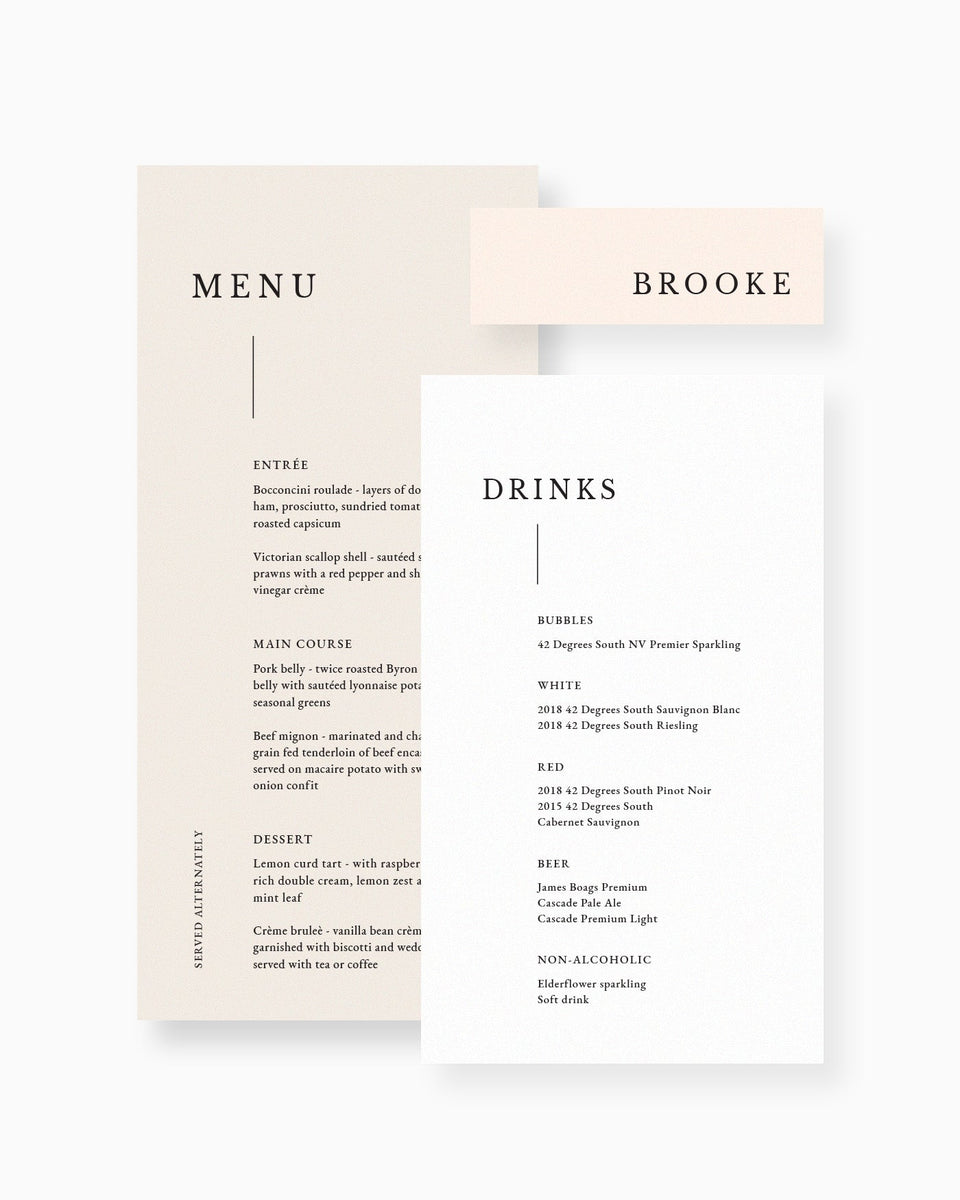 Milan Menu Package – Peppermint Press