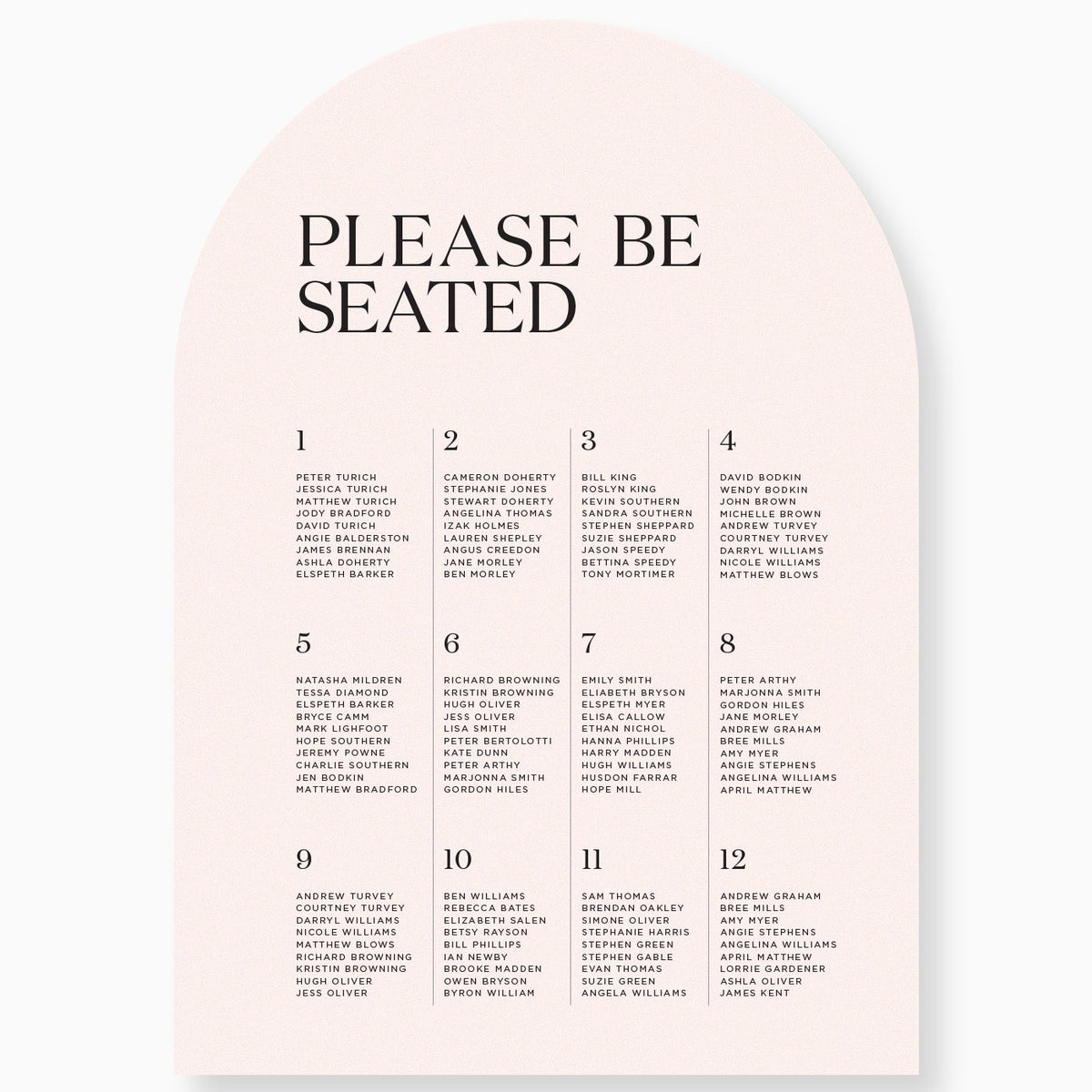 Palms Seating Chart – Peppermint Press