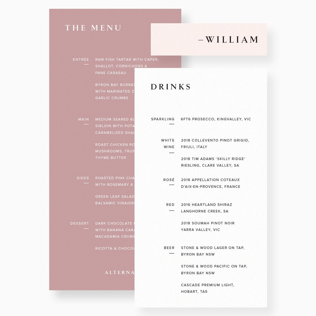 Selena Menu Package – Peppermint Press