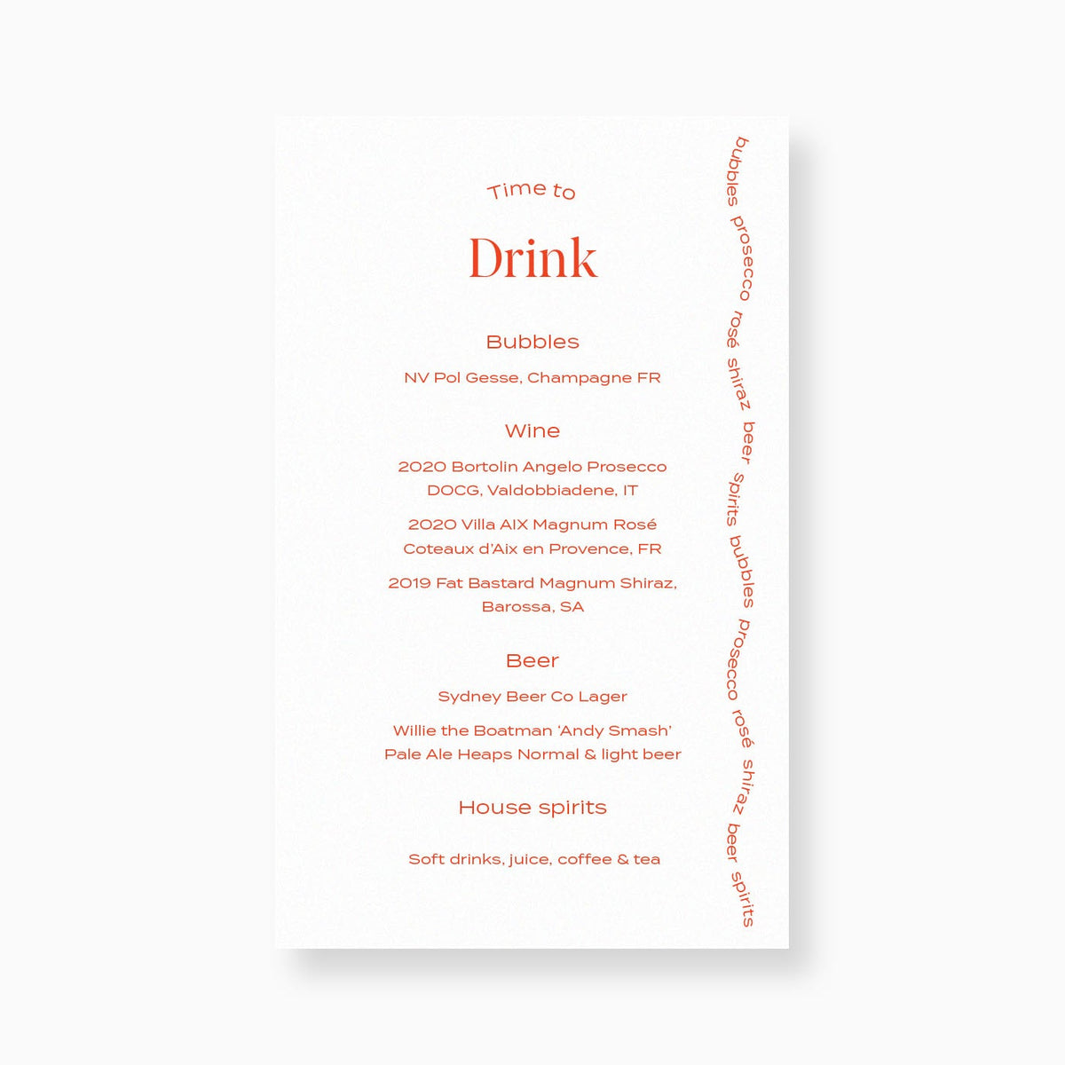 Wave Drinks Menu – Peppermint Press